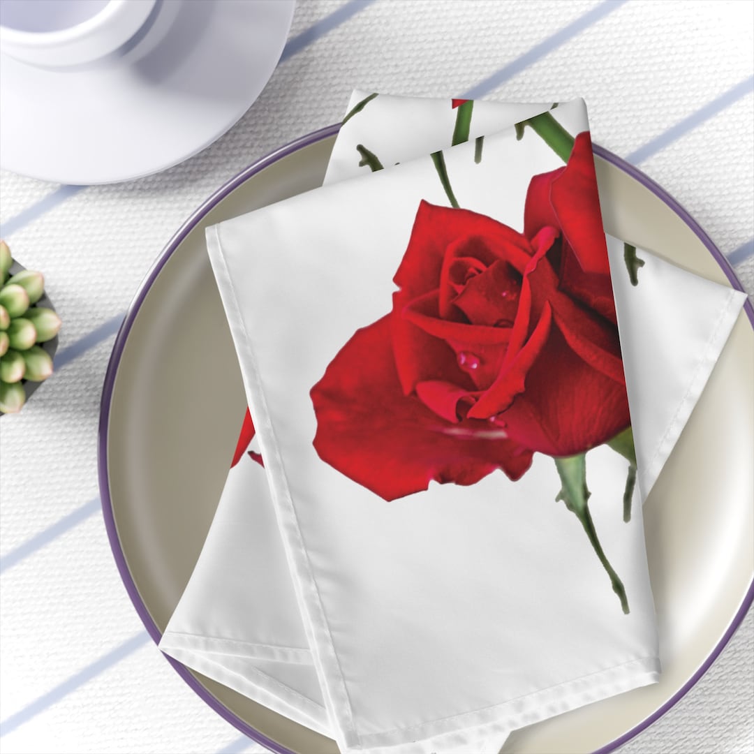 Red Rose Napkins - Etsy