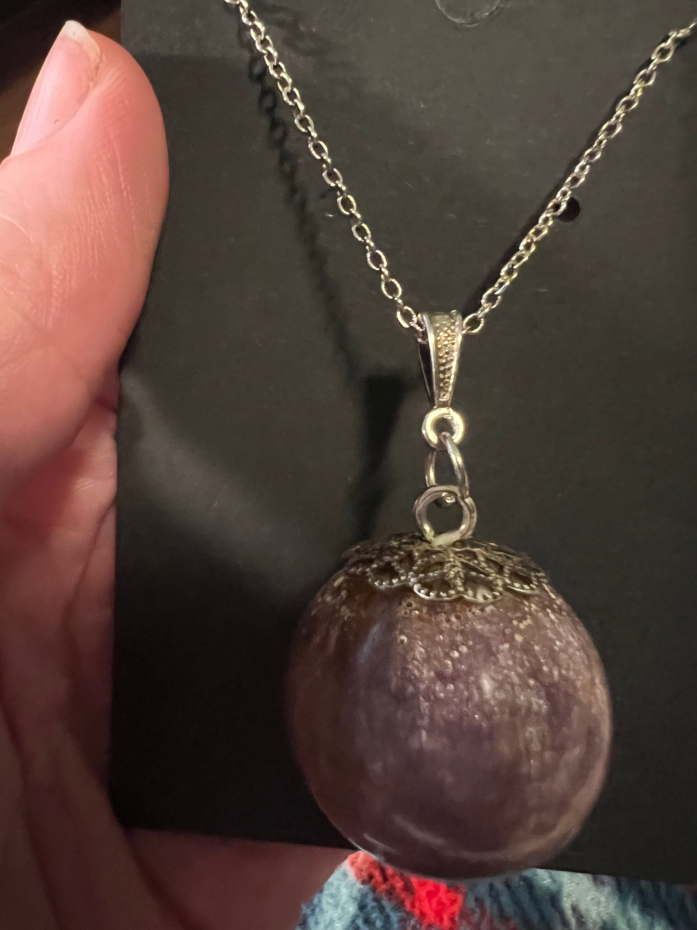 Purplish Silver Resin Sphere Pendent Necklace - Etsy