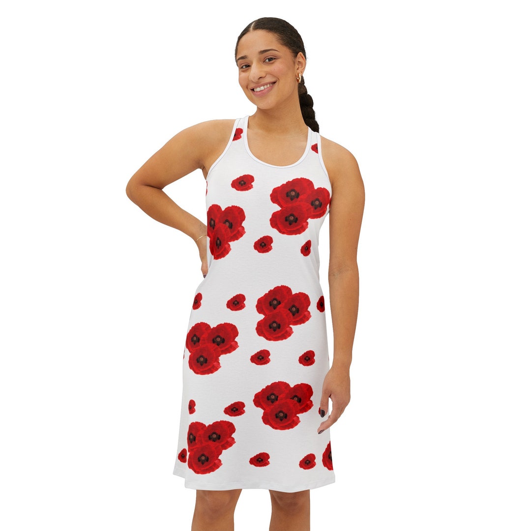 Red Poppies Women's Racerback Dress Made in USA - Etsy
