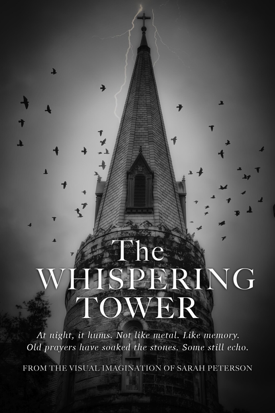 The Whispering Tower – Metal Wall Art | Moody Black & White Tower Print ...