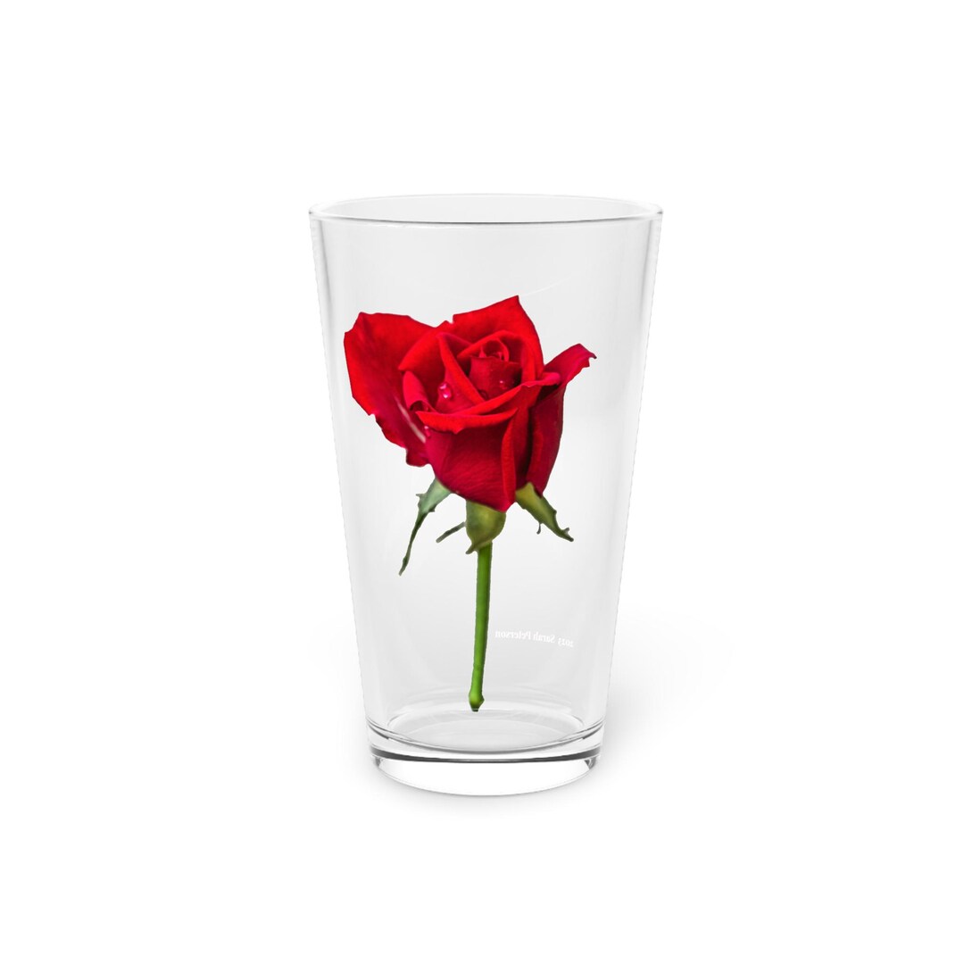 Red Rose Pint Glass, 16oz - Etsy