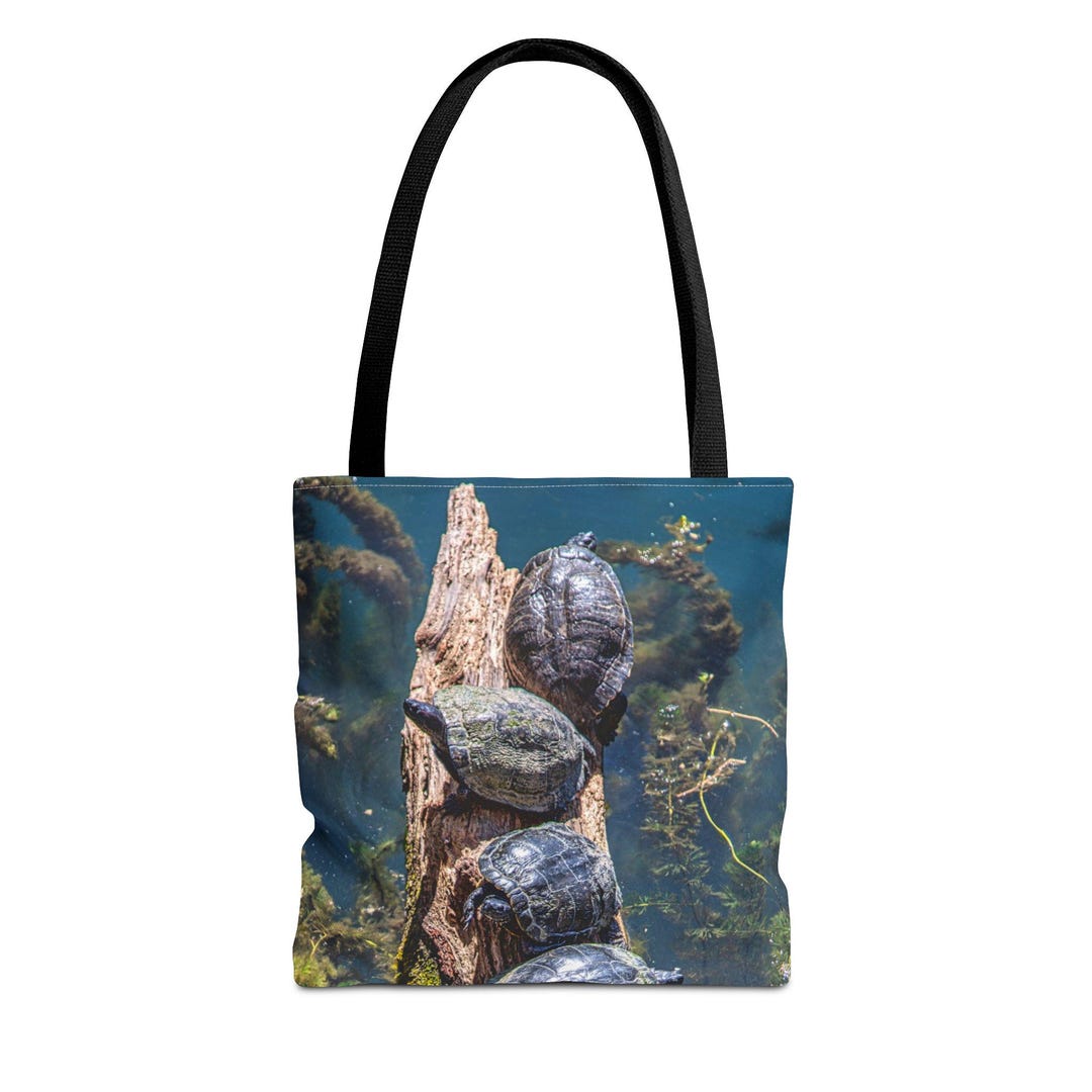 Stacked Turtles Nature Tote, One Photo Wraparound Art Bag, Original ...