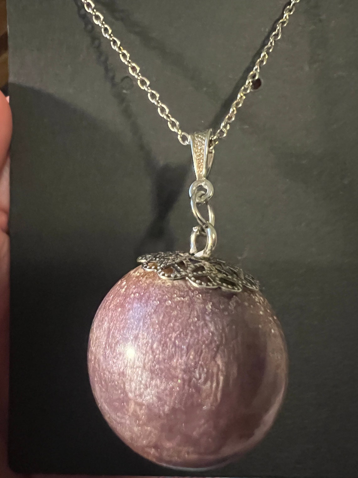 Purplish Silver Resin Sphere Pendent Necklace - Etsy
