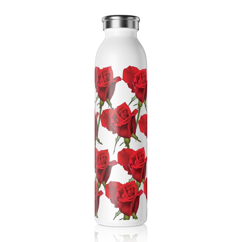 Dozen Red Roses Slim Water Bottle - Etsy