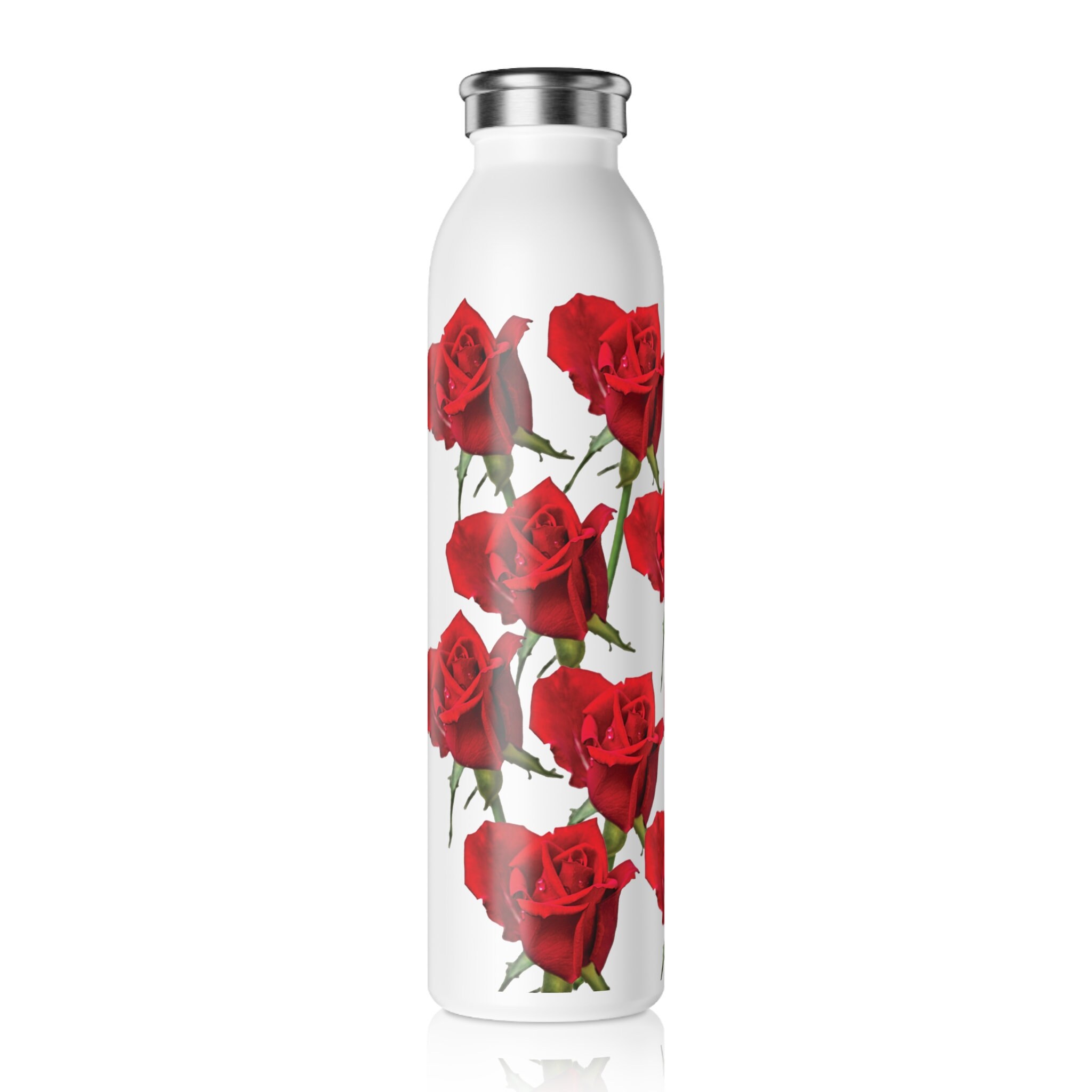 Dozen Red Roses Slim Water Bottle - Etsy