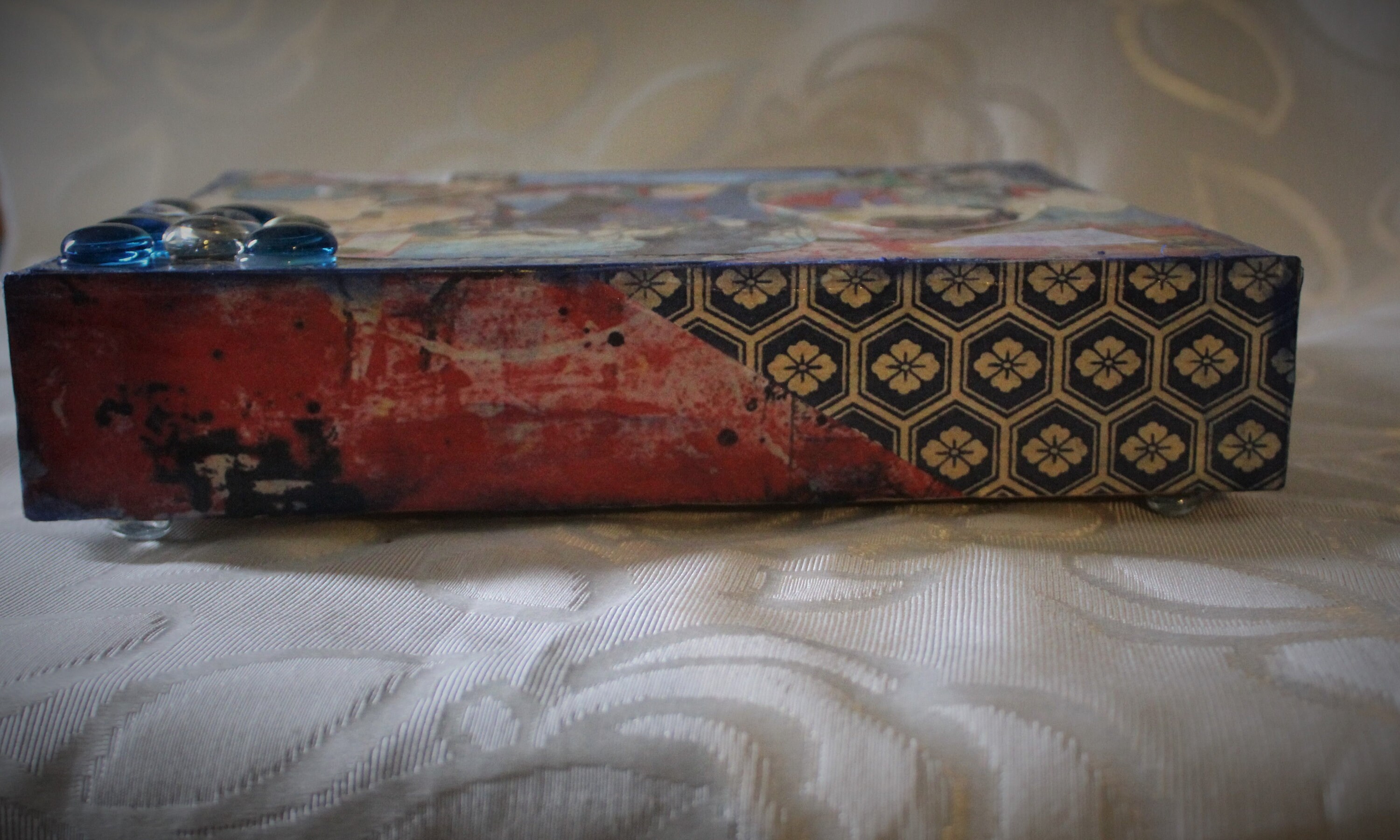 Japanese woodblock print collage keepsake box valet box | Etsy