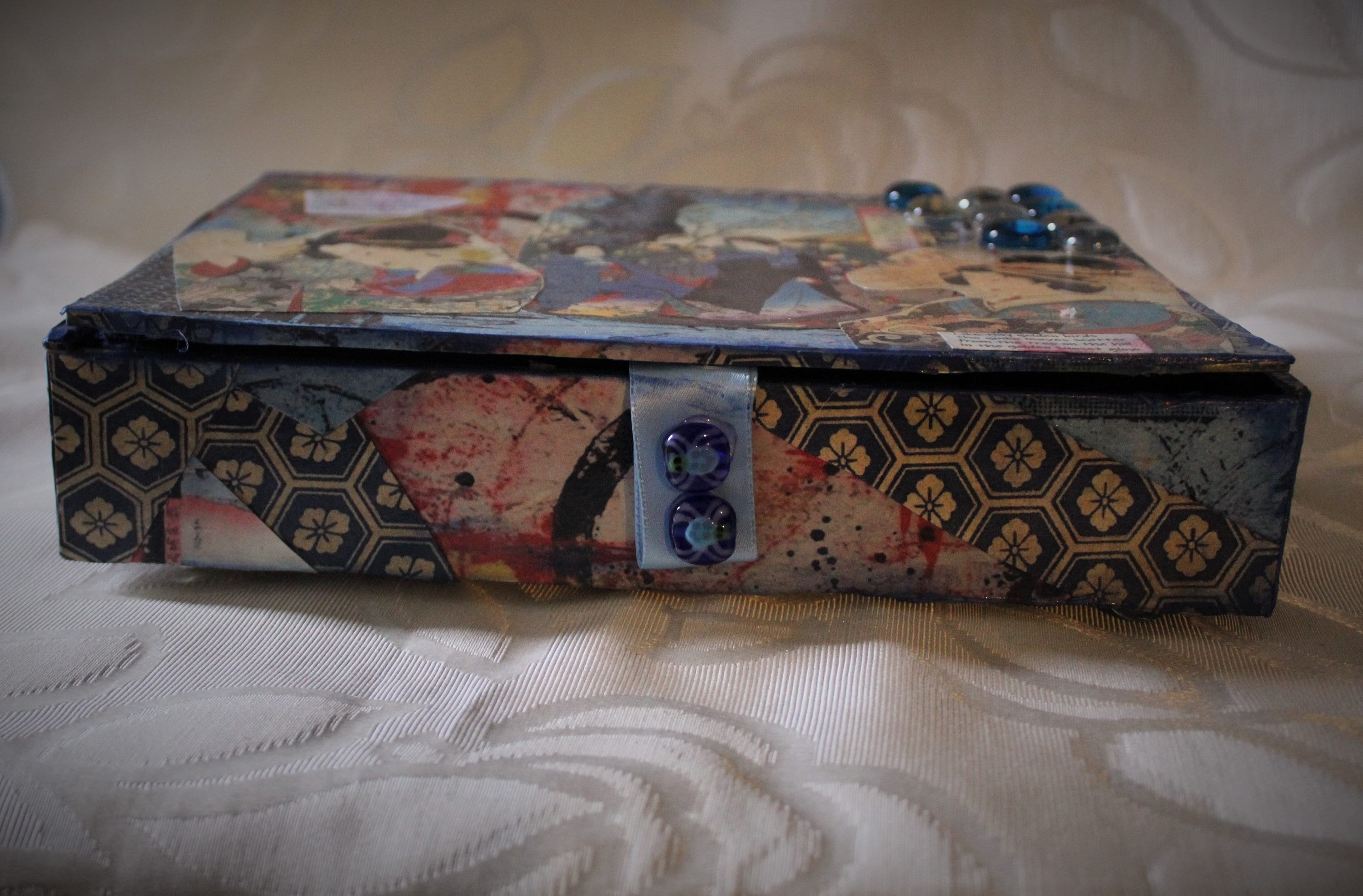 Japanese woodblock print collage keepsake box valet box | Etsy