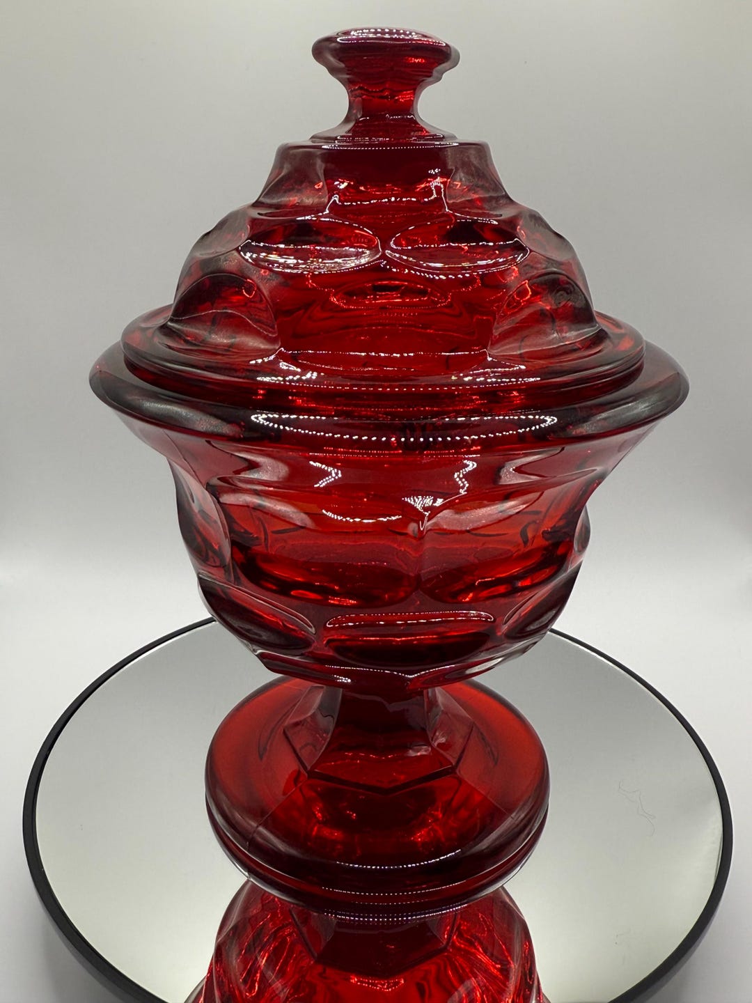 Vintage Ruby Red Fostoria Argus Pattern Compote With Lid - HFM Edition ...