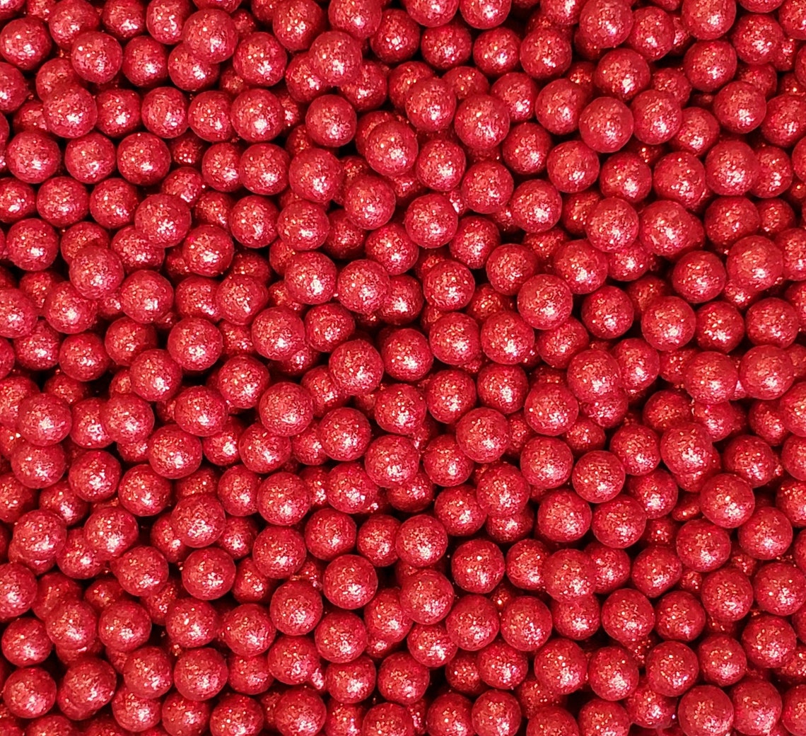 Red 6mm Glitter Pearls Sprinkles Cake Sprinkles Cookie - Etsy