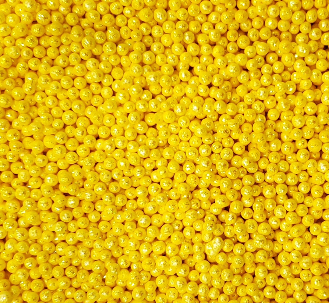 Yellow 4mm Glitter Pearls, Sprinkles, Cake Sprinkles, Cookie Sprinkles ...