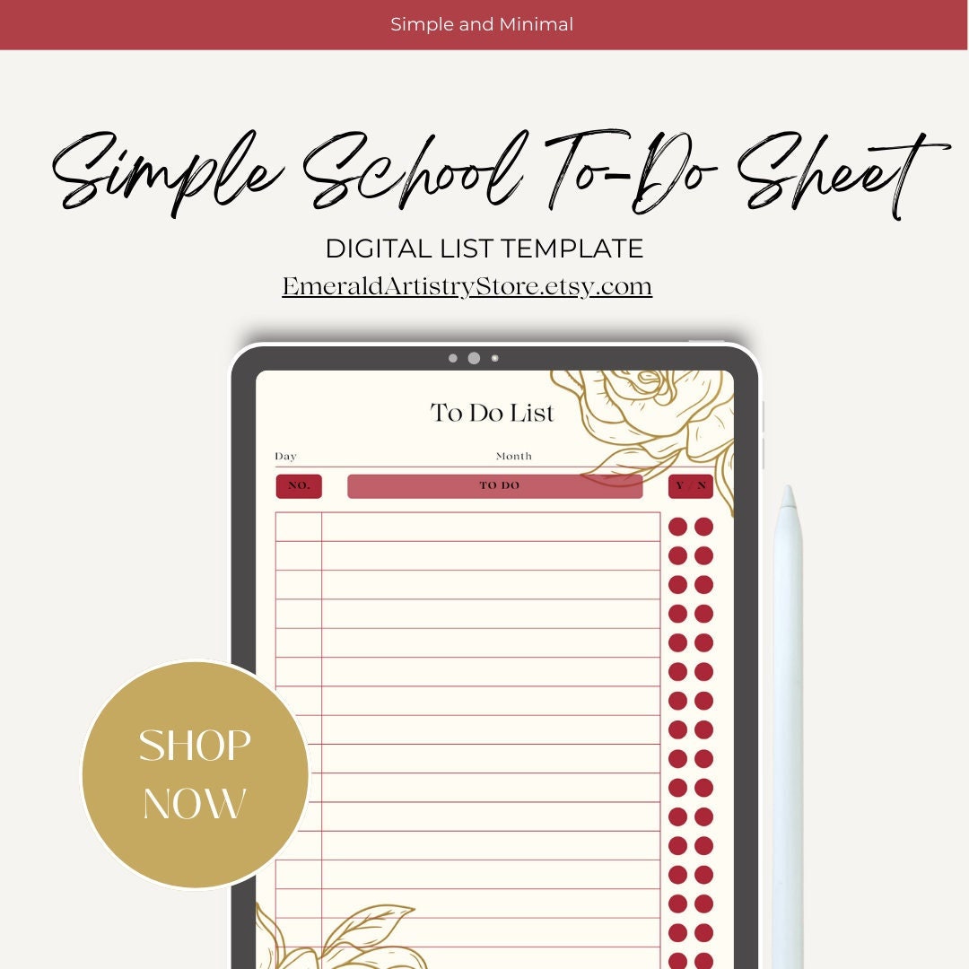 School To-do List Sheet - Etsy