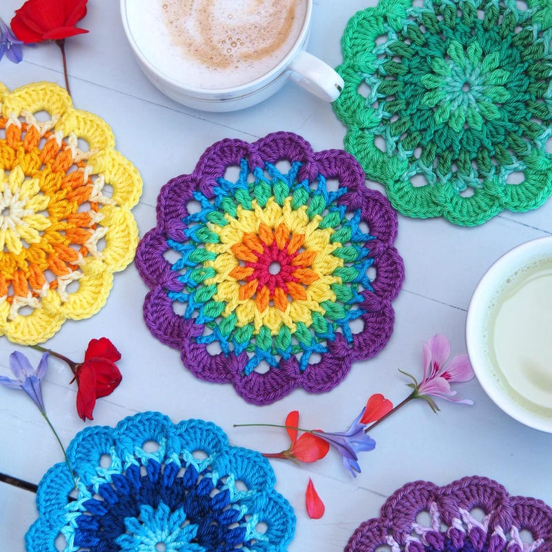 Crochet Mandala Coasters - Etsy