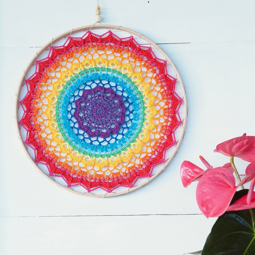 Mandala Crochet PATTERN RAINBOW Mandala 35 Cm - Etsy