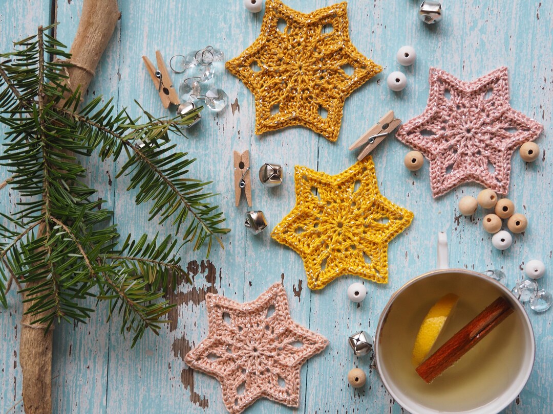 Sun Star Snowflake Crochet Pattern: Christmas Home Decor - ENGLISH and ...