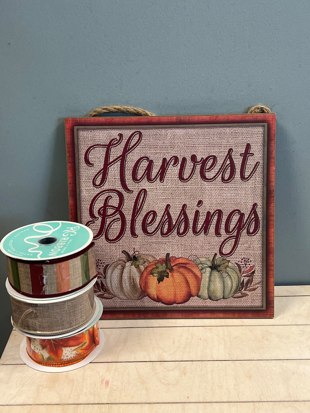 Harvest Blessings Sign and Ribbon Kit, Wreath Kit, DIY, Fall, Autumn ...