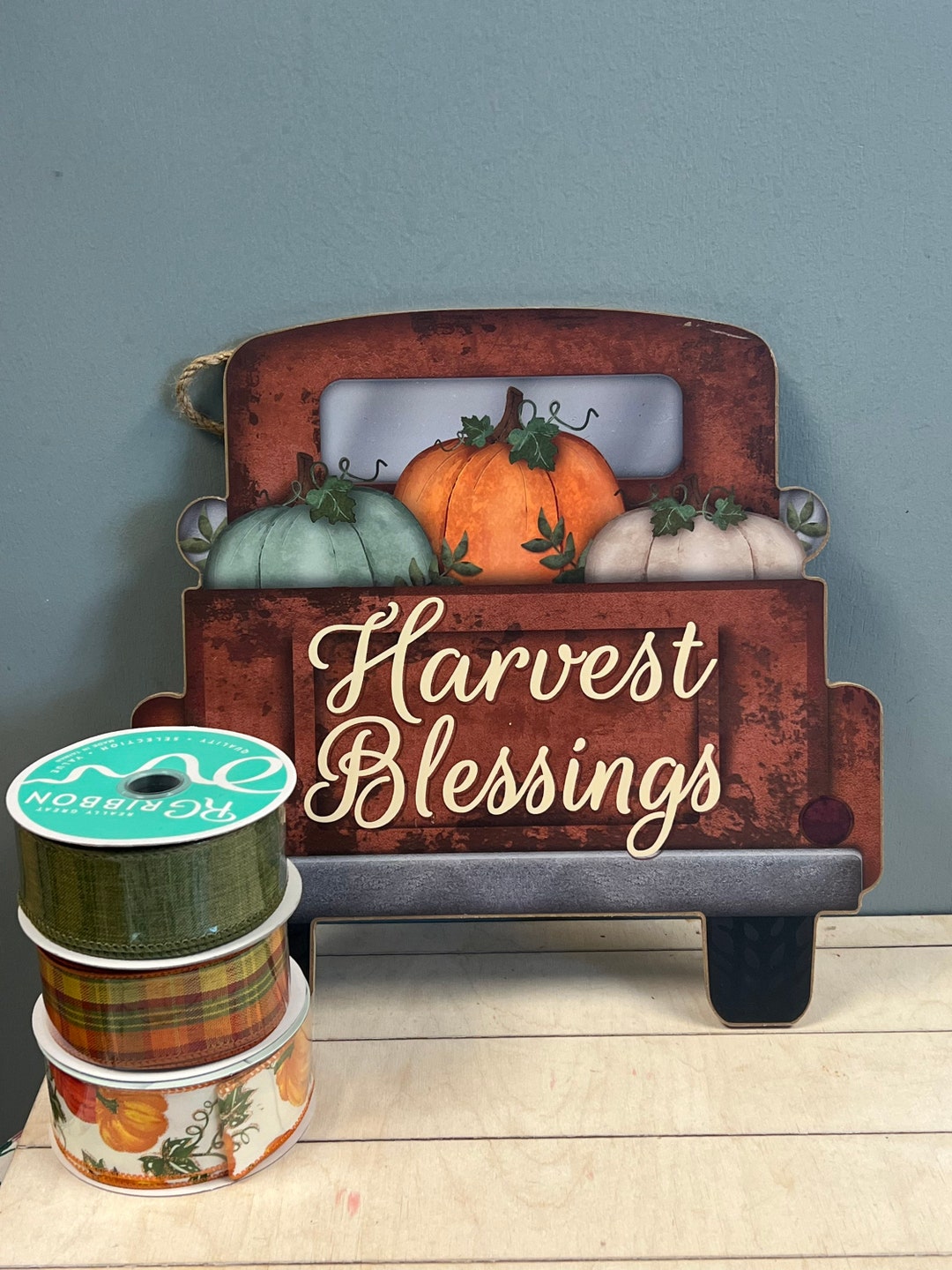 Harvest Blessings Sign and Ribbon Kit, Wreath Kit, DIY, Fall, Autumn ...
