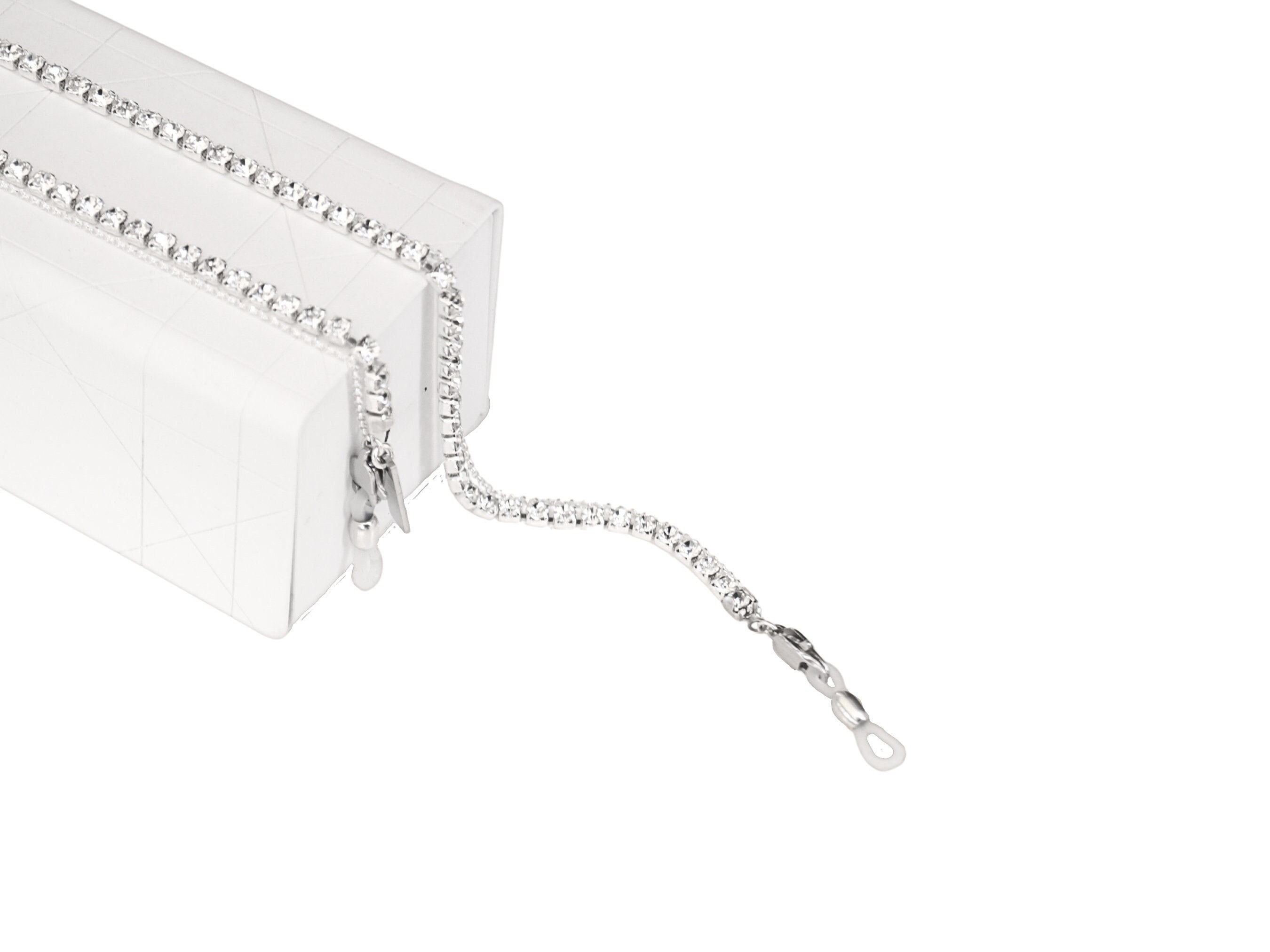 925 Sterling Silver Eyeglass Chain – Swarovski Crystal Glasses Necklace ...