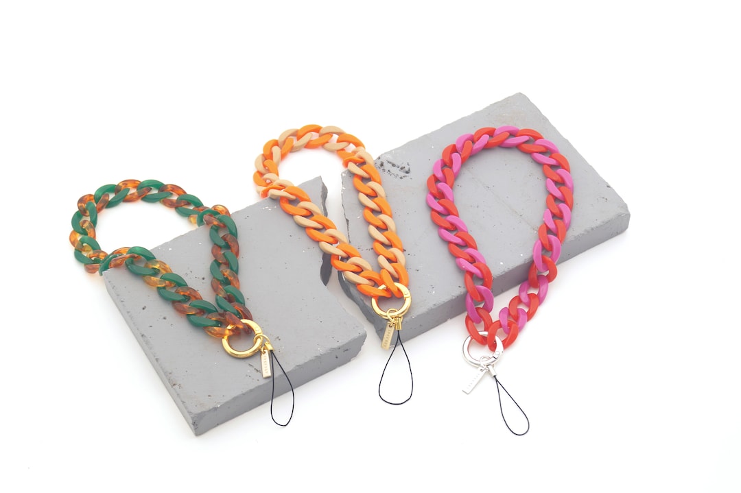 Bicolor Chunky Wrist Phone Strap | Colorful Acrylic Phone Chain for ...