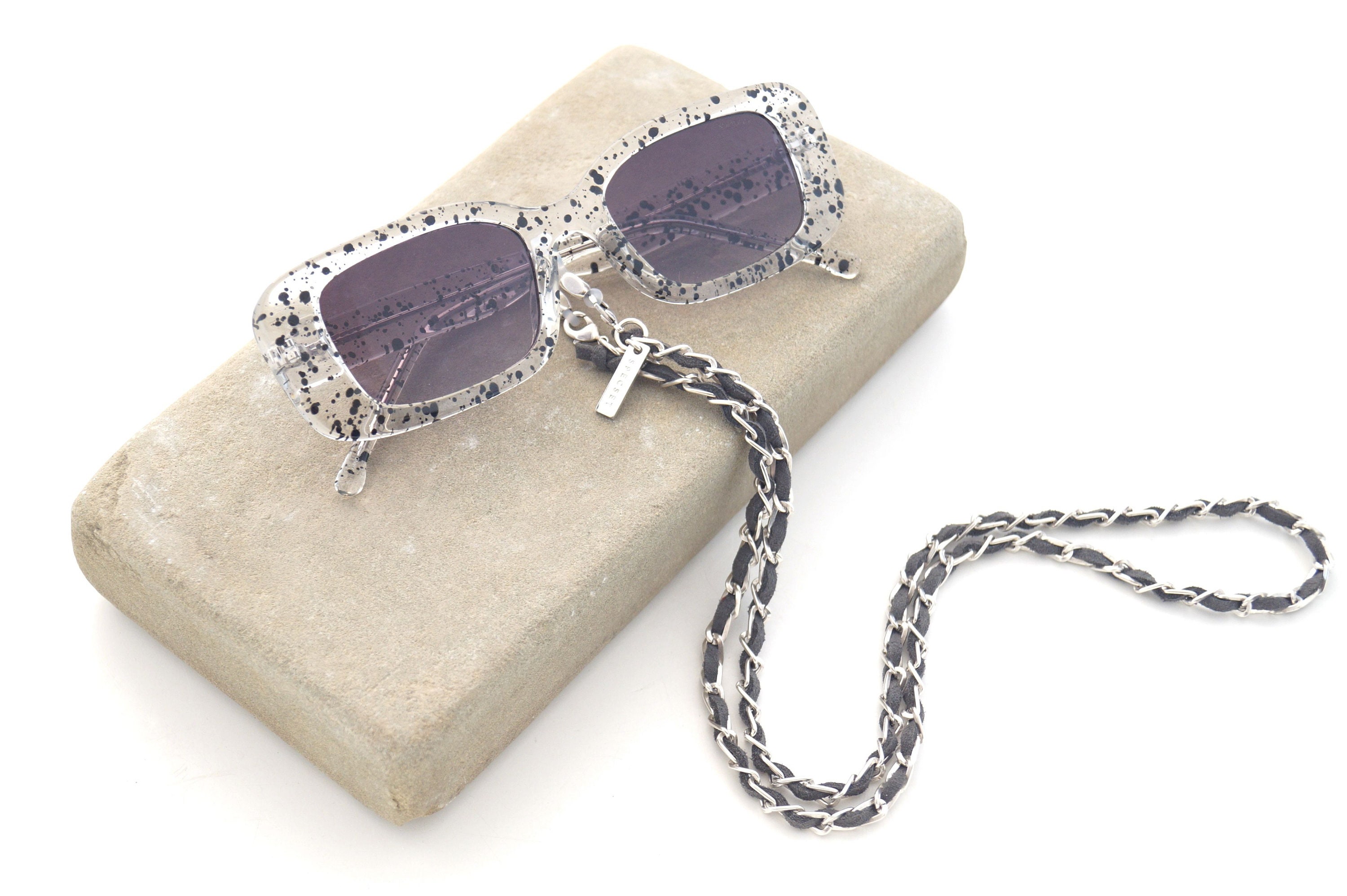 Leather Woven Eyewear Chain – Gold or Silver Glasses Chain, Convertible ...
