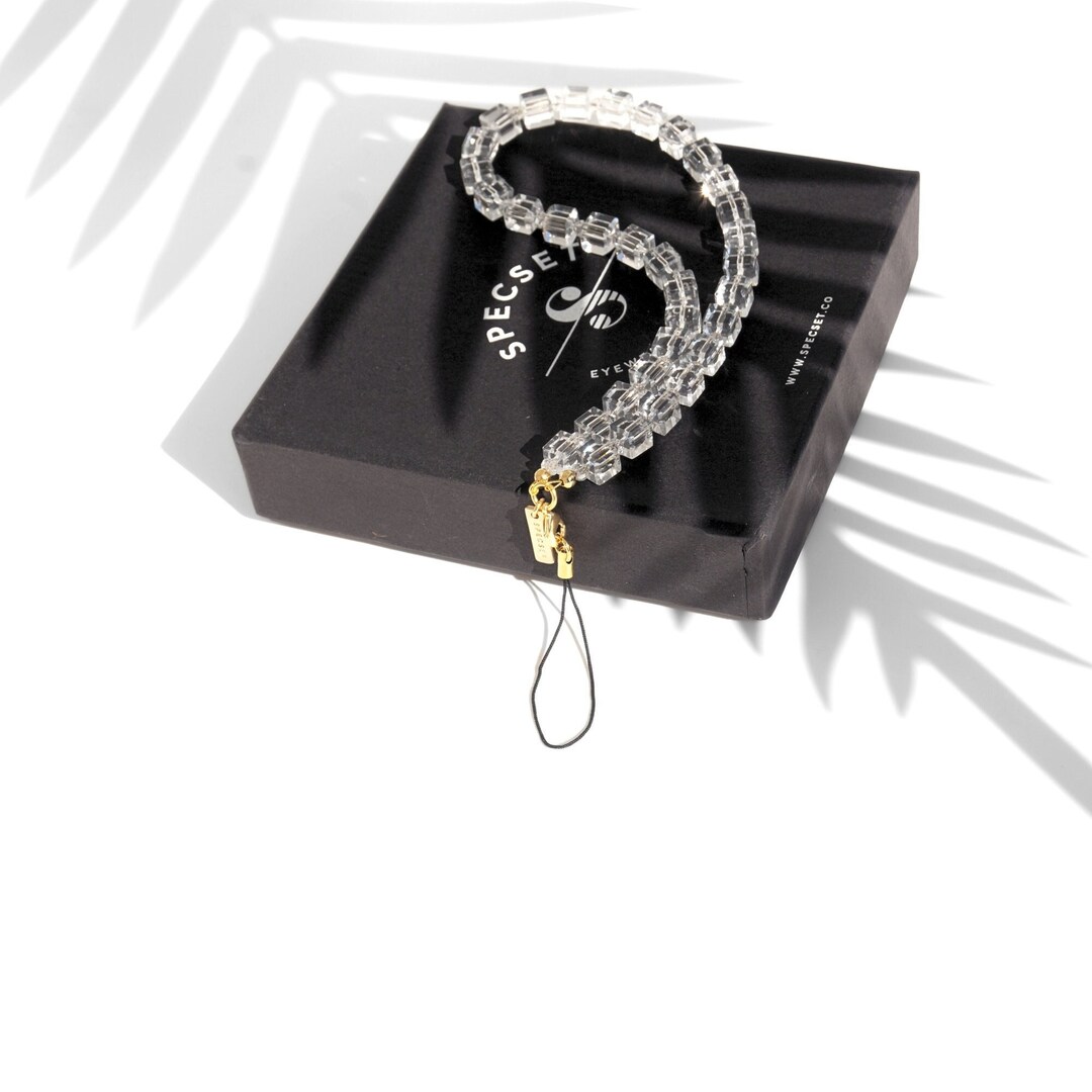 Cubic Swarovski Crystals Phone Charm - Iridescent Wrist Phone Chain ...
