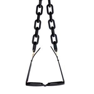 Black Chunky Sun Glasses Chain for Women With Squared Acetate Links ...