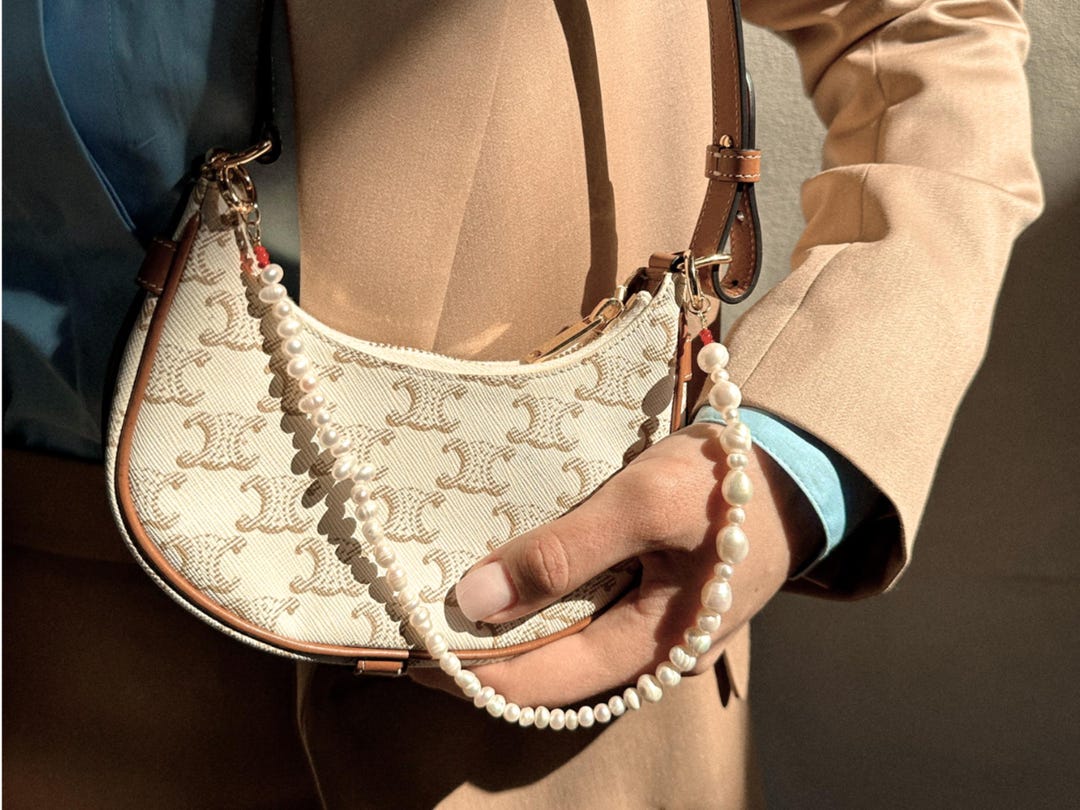 Elegant Pearl Bag Charm Decor, Luxury Bag Chain With Freshwater Pearls ...