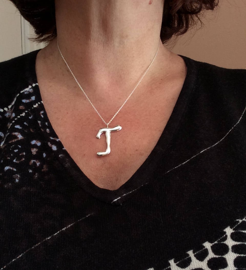 Silver Initial T Pendant Cursive Letter T Monogram Charm - Etsy