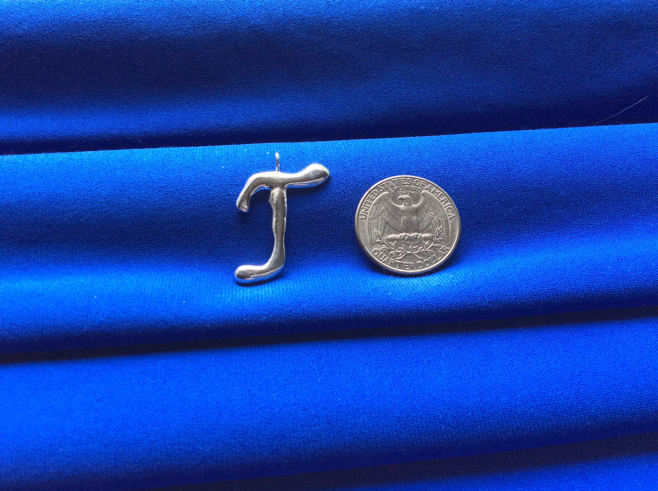 Silver Initial T Pendant Cursive Letter T Monogram Charm - Etsy