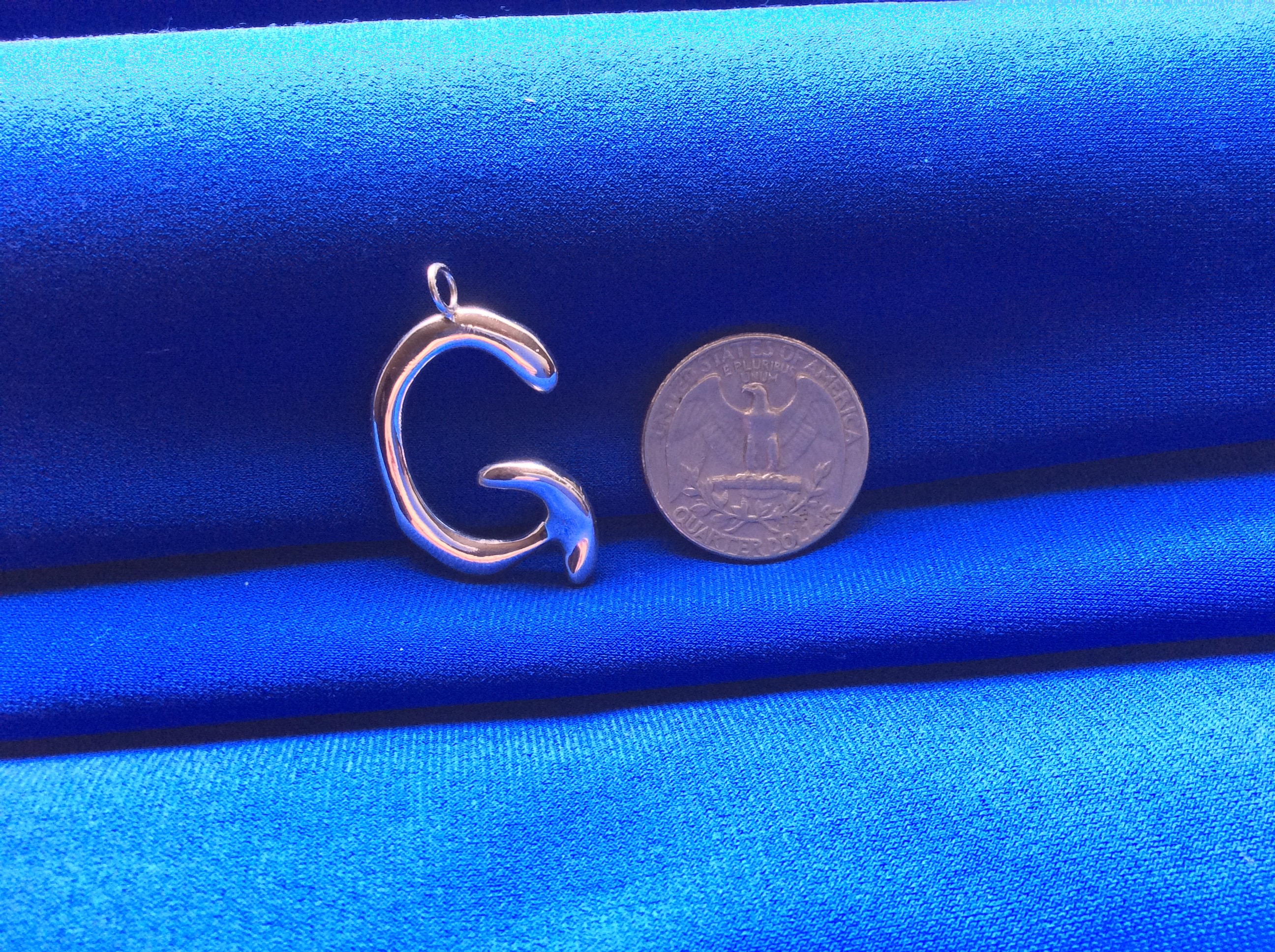 Silver Initial G Pendant, Cursive Letter G Charm, Script Letter G ...