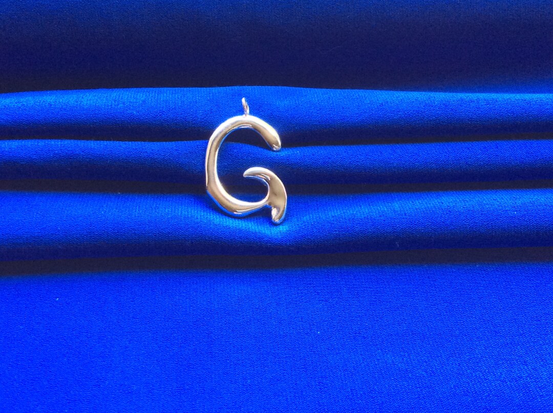 Silver Initial G Pendant, Cursive Letter G Charm, Script Letter G ...