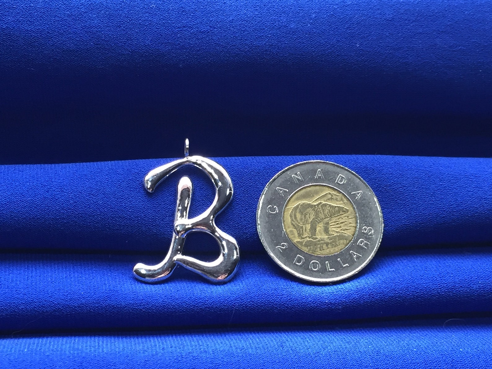 Silver Initial B Pendant, Cursive Letter B Monogram Charm, Alphabet ...