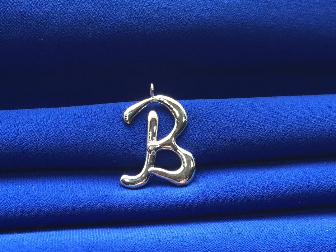 Silver Initial B Pendant Cursive Letter B Monogram Charm - Etsy