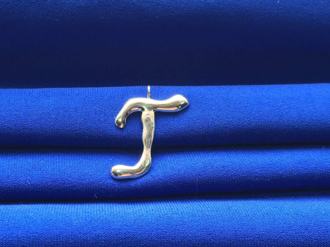 Silver Initial T Pendant Cursive Letter T Monogram Charm - Etsy