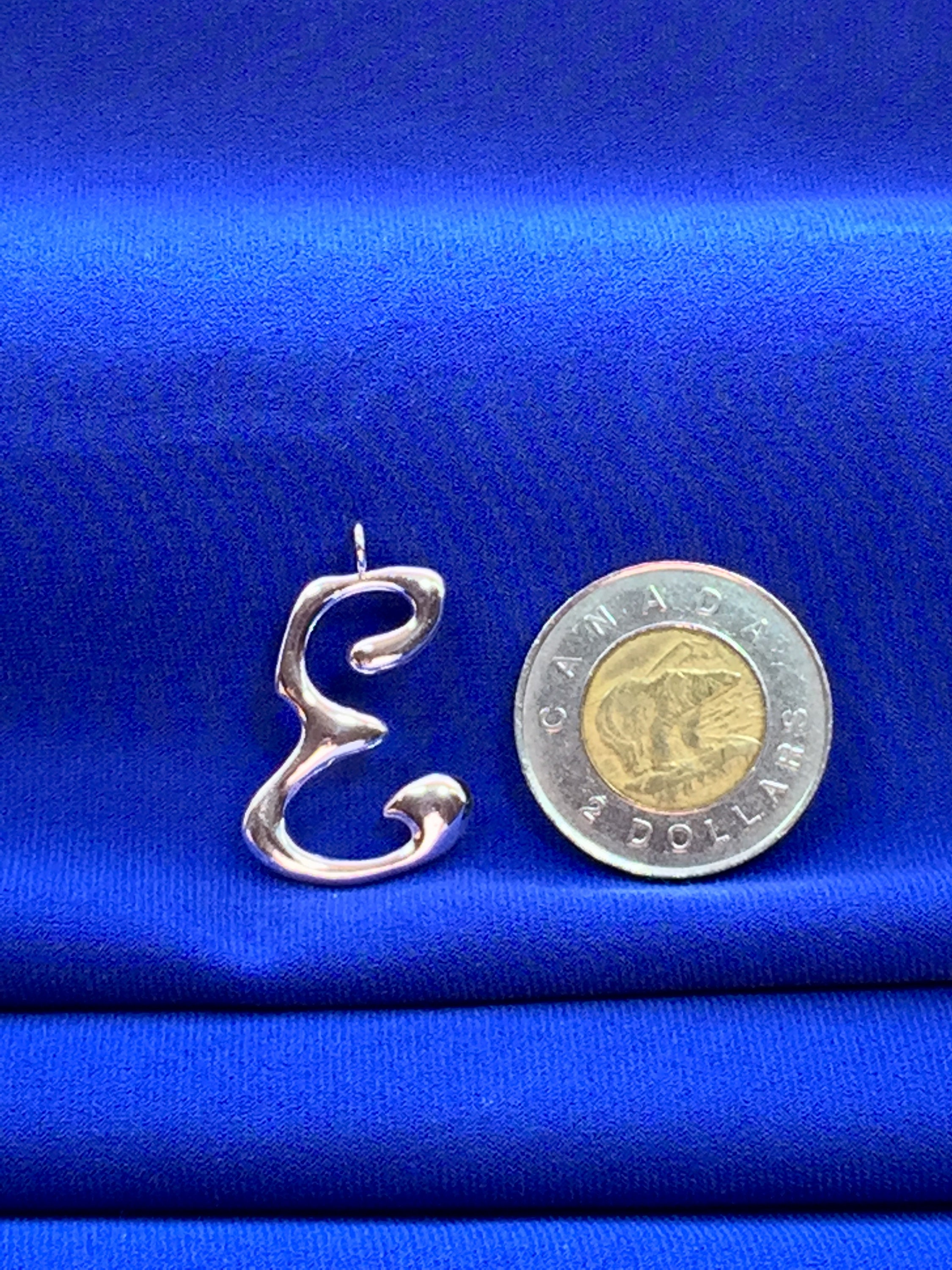 Initial E Pendant Silver Cursive Letter E Monogram Charm - Etsy UK