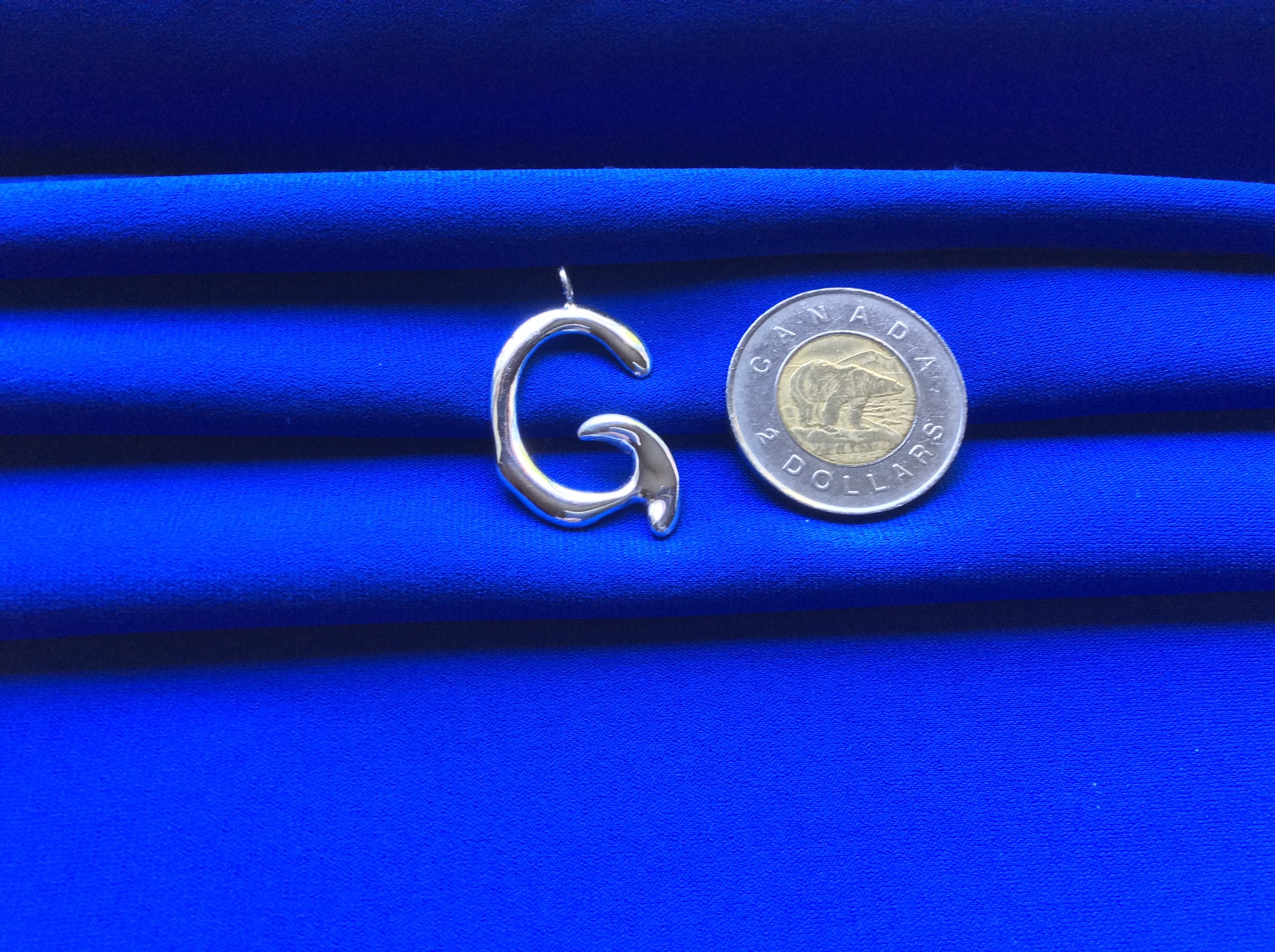 Silver Initial G Pendant, Cursive Letter G Charm, Script Letter G ...