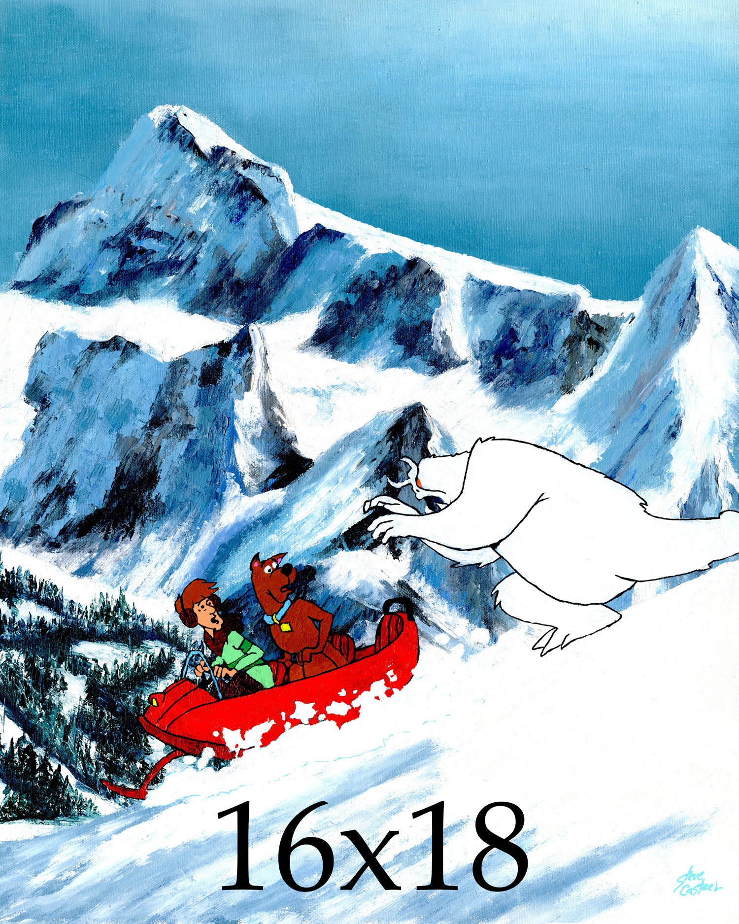 Scooby-doo, Shaggy and the Snow Ghost, Cartoon Art Print, Classic TV ...