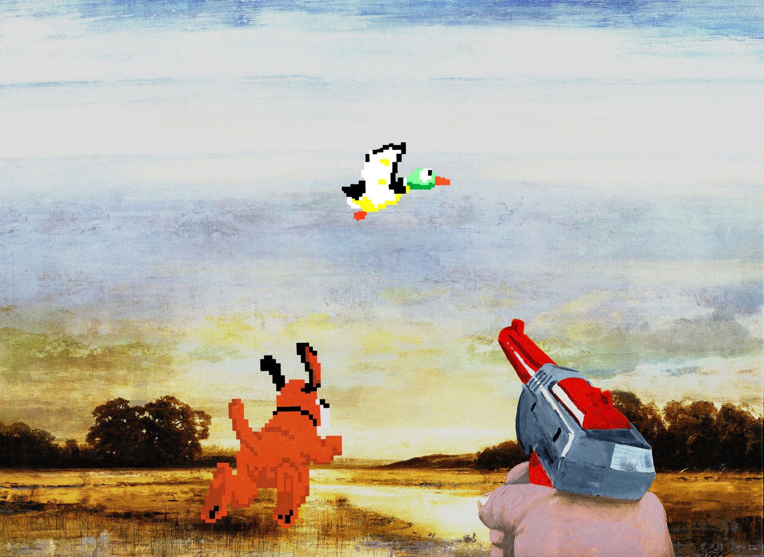 Duck Hunt Video Game - Art Parody Print - Nintendo Game - Classic Sofa ...