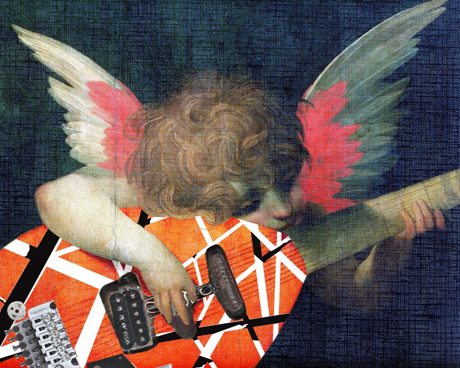 Van Halen Cupid With Guitar Painting, Frankenstrat, Classic Rock ...