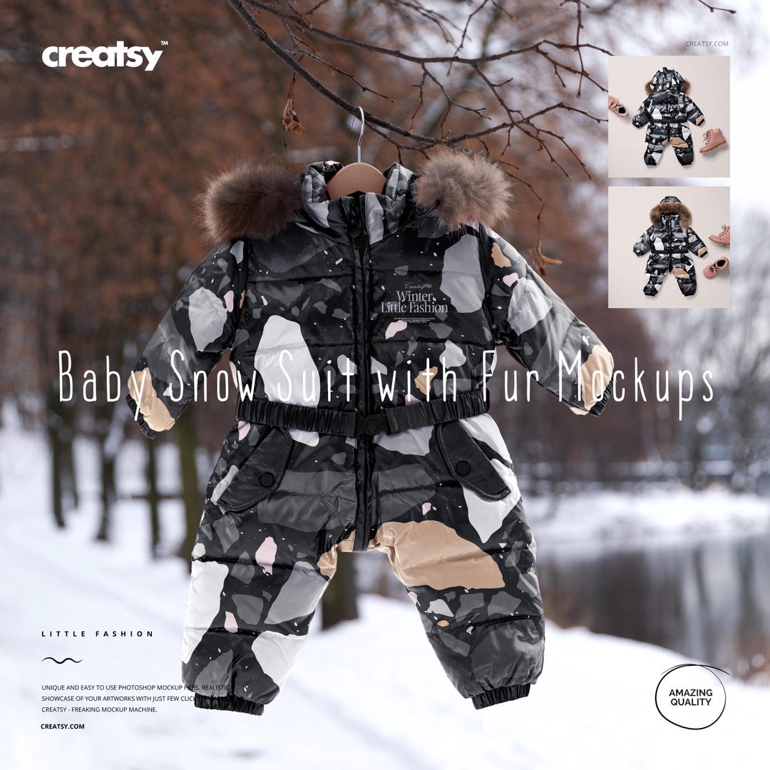 Baby Snow Suit With Fur Mockup Set - Etsy