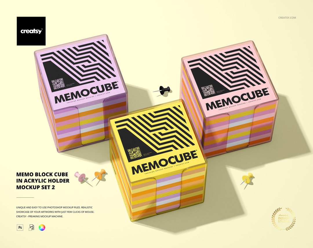 Memo Block Cube in Acrylic Holder Mockup Set 2 - Etsy