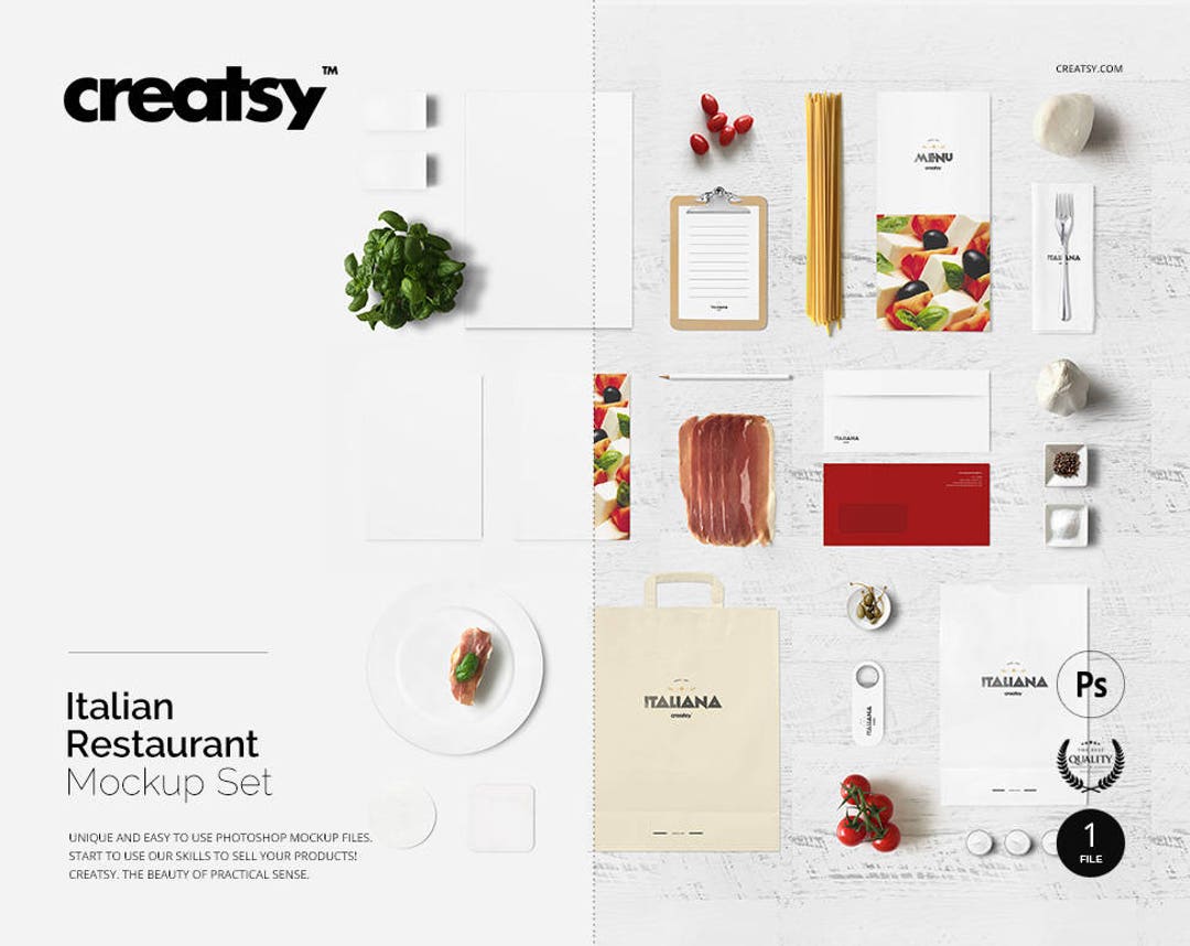 Italian Restaurant Mockup, Movable Objects, Editable Objects, PSD ...