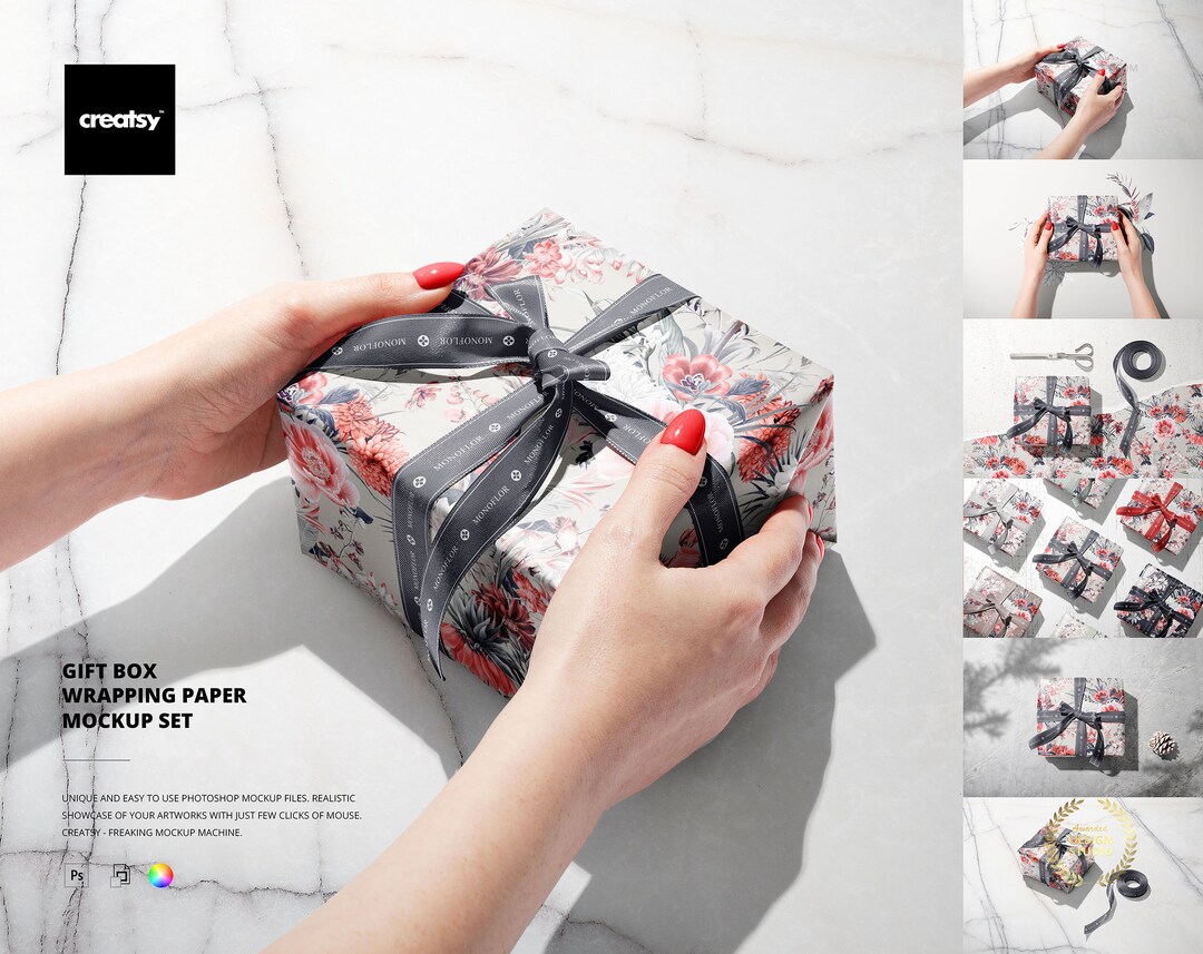 Gift Box Wrapping Paper Mockup Set - Etsy
