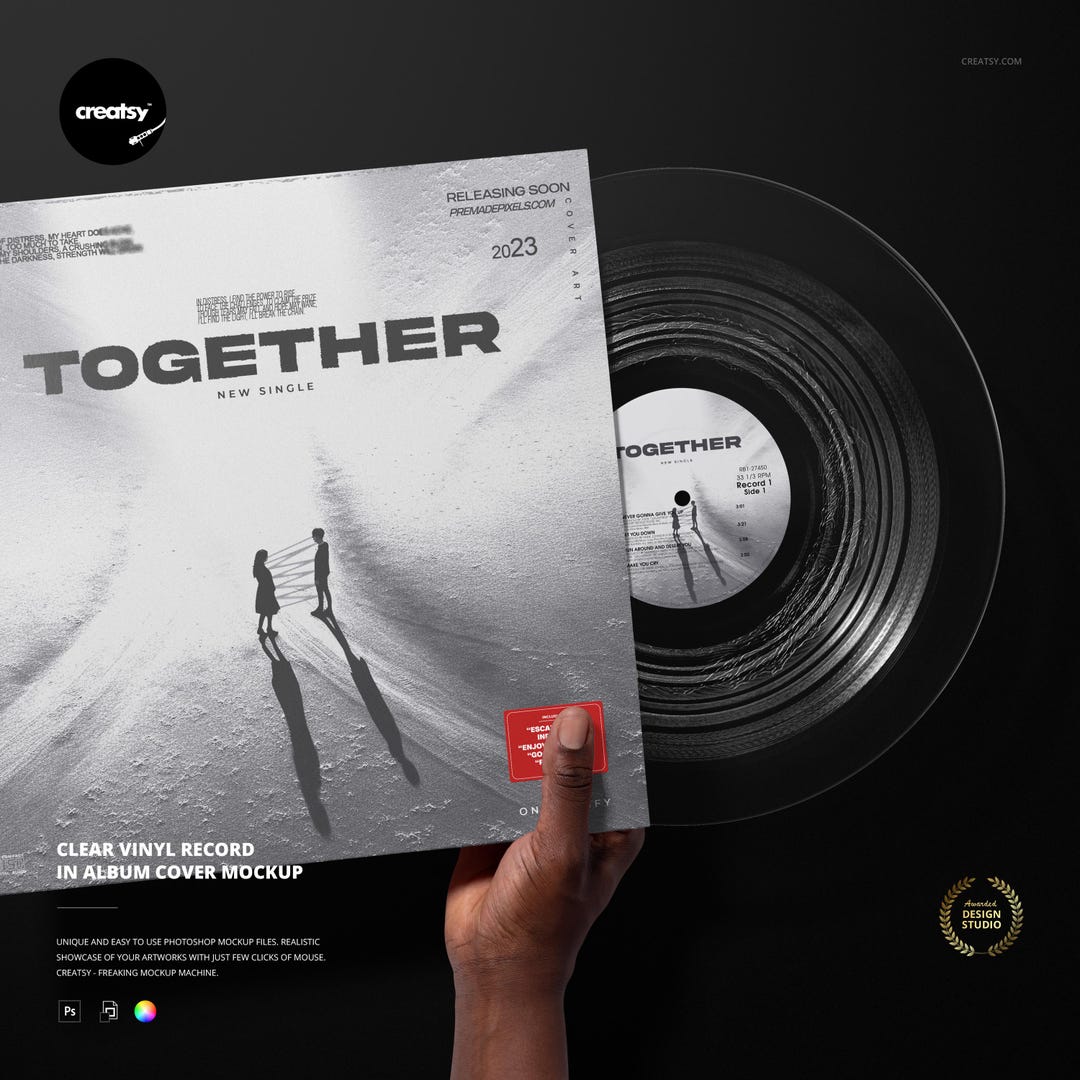 Clear Vinyl Record in Album Cover Mockup - Etsy