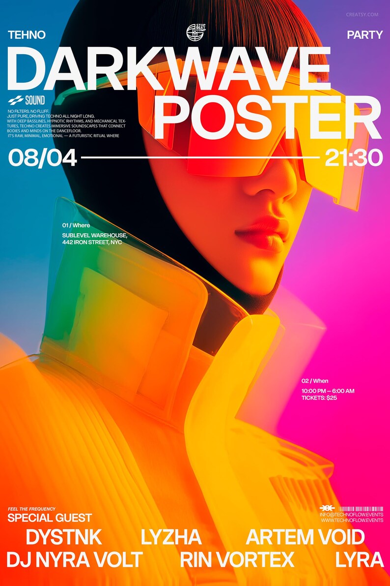 Neon Fusion Poster Template - Etsy