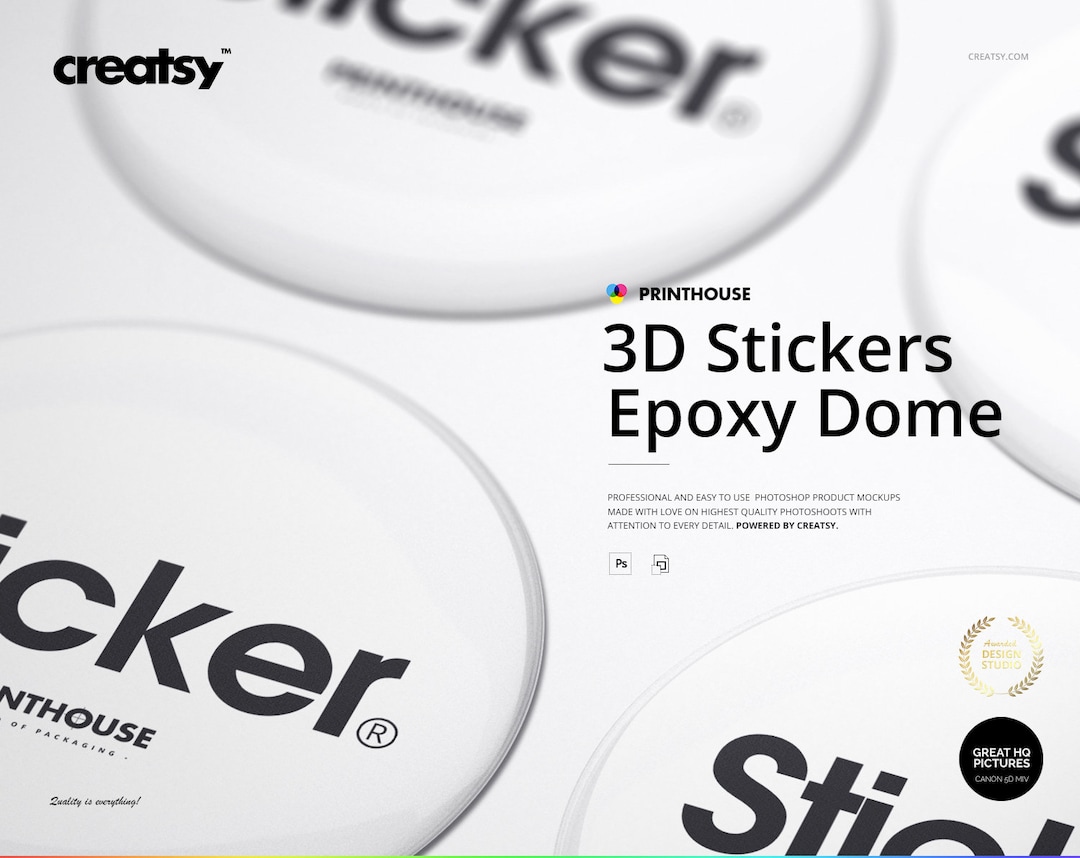 3D Epoxy Dome Stickers Mockup Set - Etsy