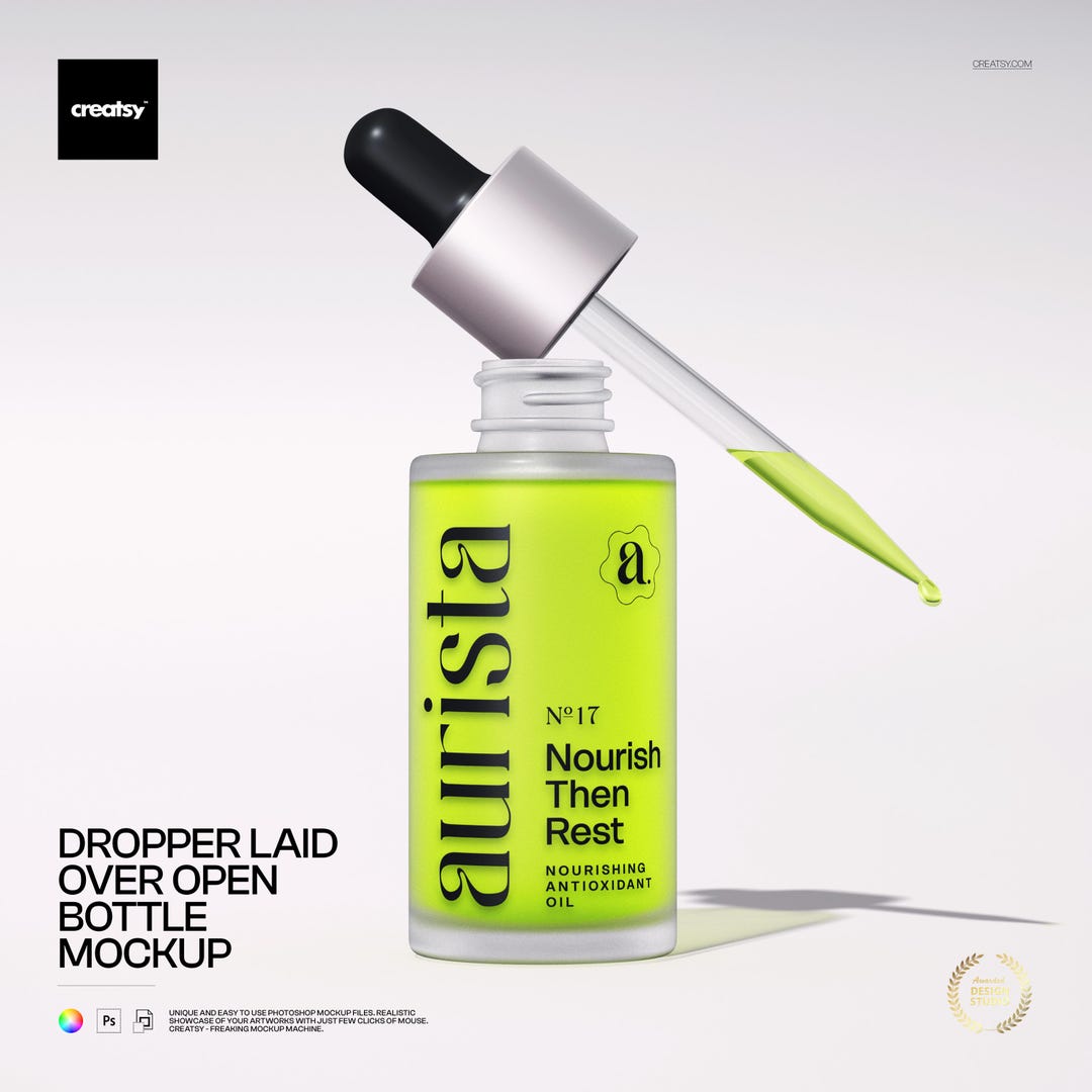 Dropper Laid Over Open Bottle Mockup - Etsy