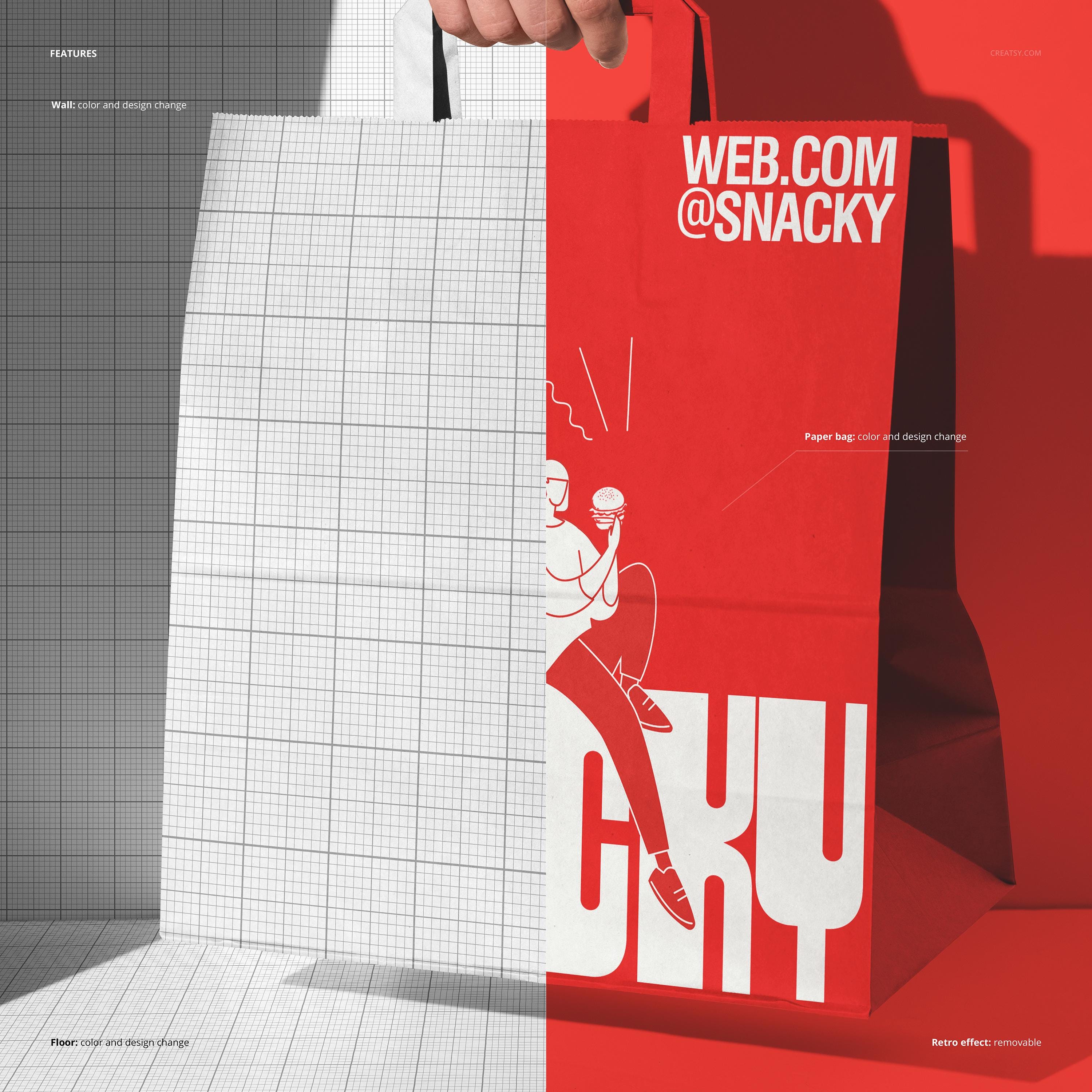 Handheld Take-out Paper Bag Mockup - Etsy