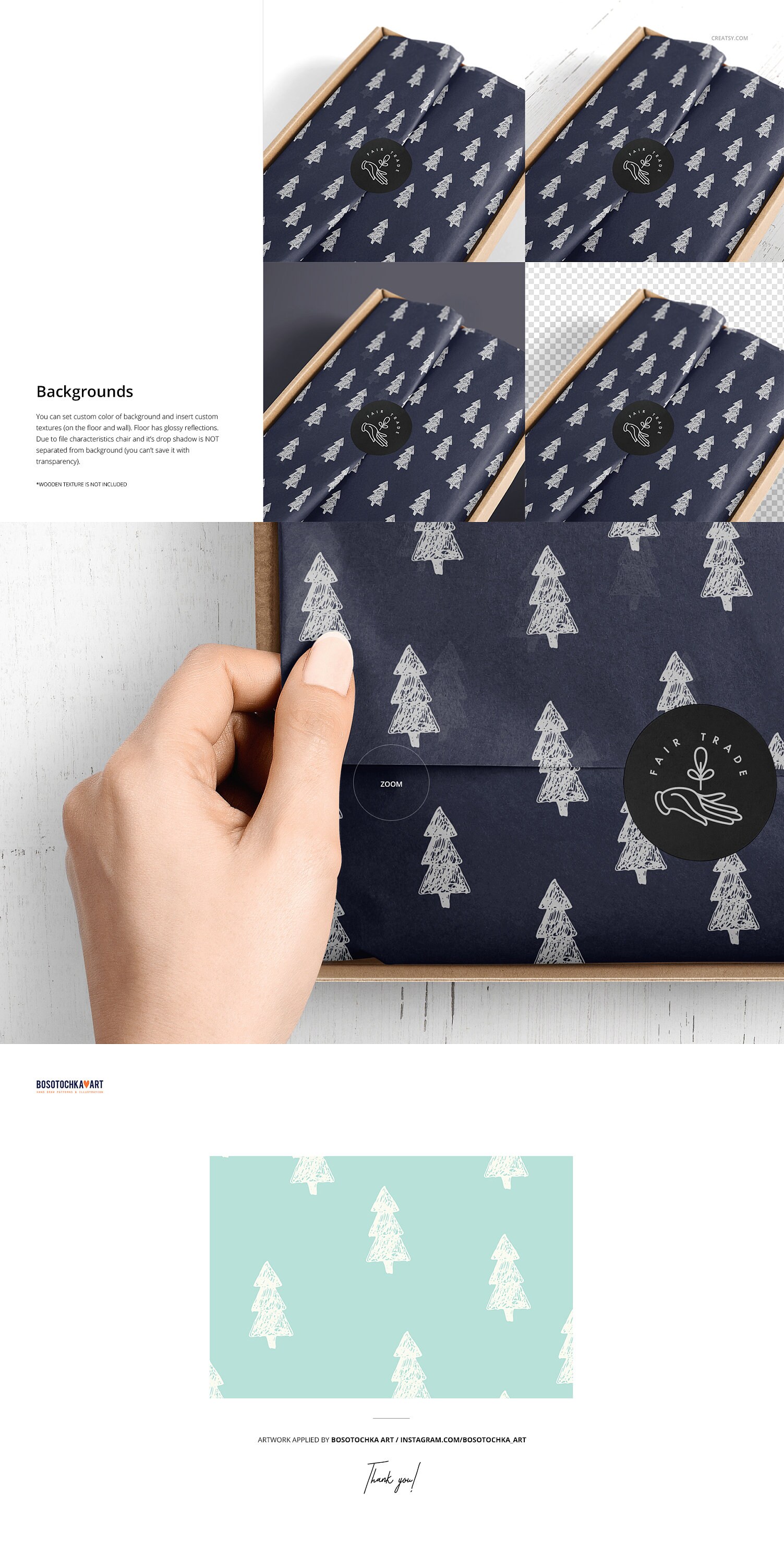 Mailing Box Wrapping Tissue Paper Mockup Set | Etsy