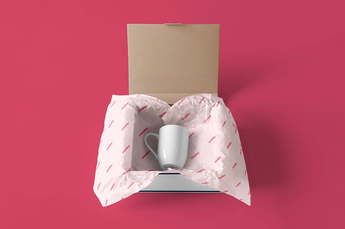 Mailing Box & Wrapping Paper Mockup Set - Etsy