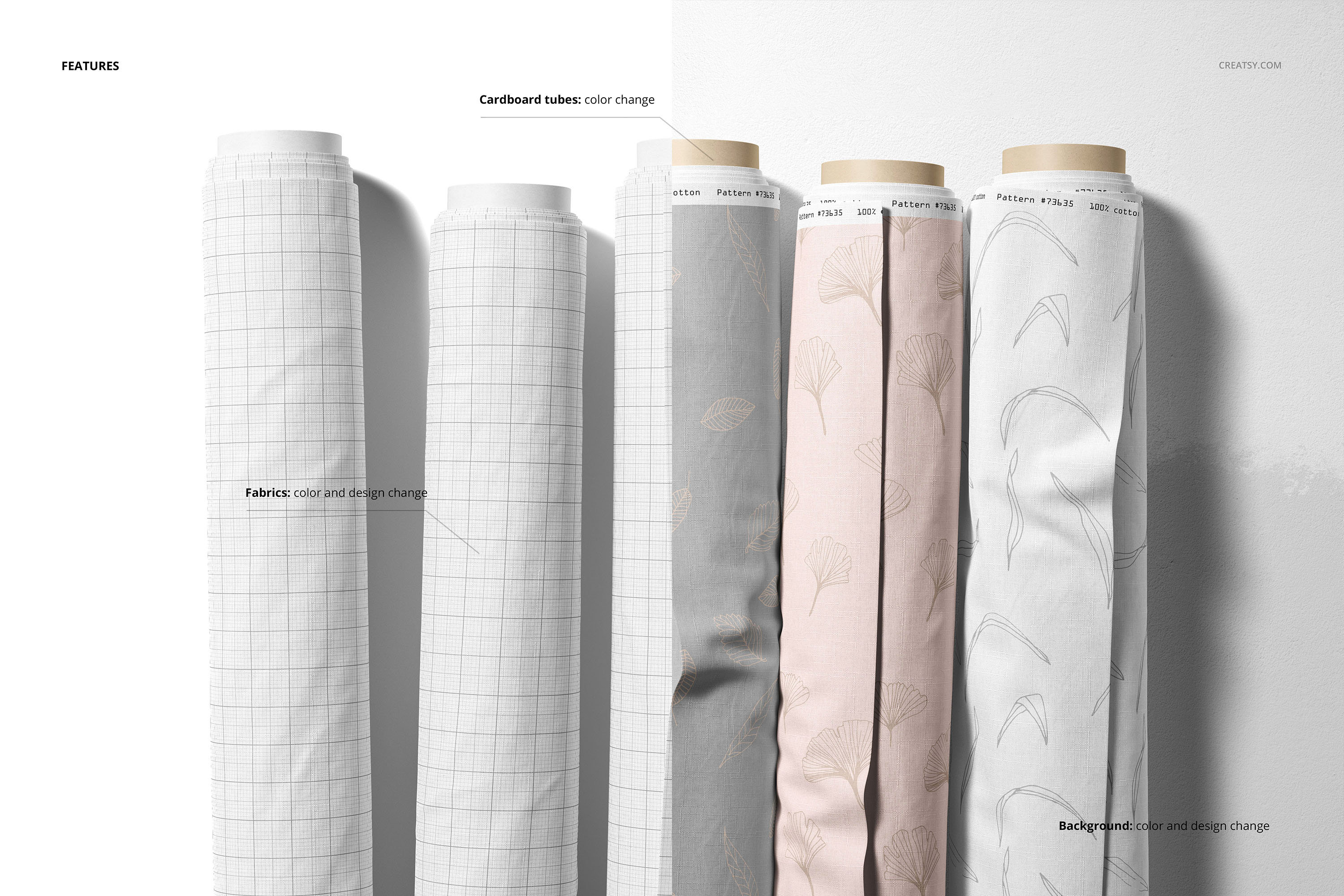 Fabrics Rolls Mockup part 20 of Fabric Factory V.6 | Etsy